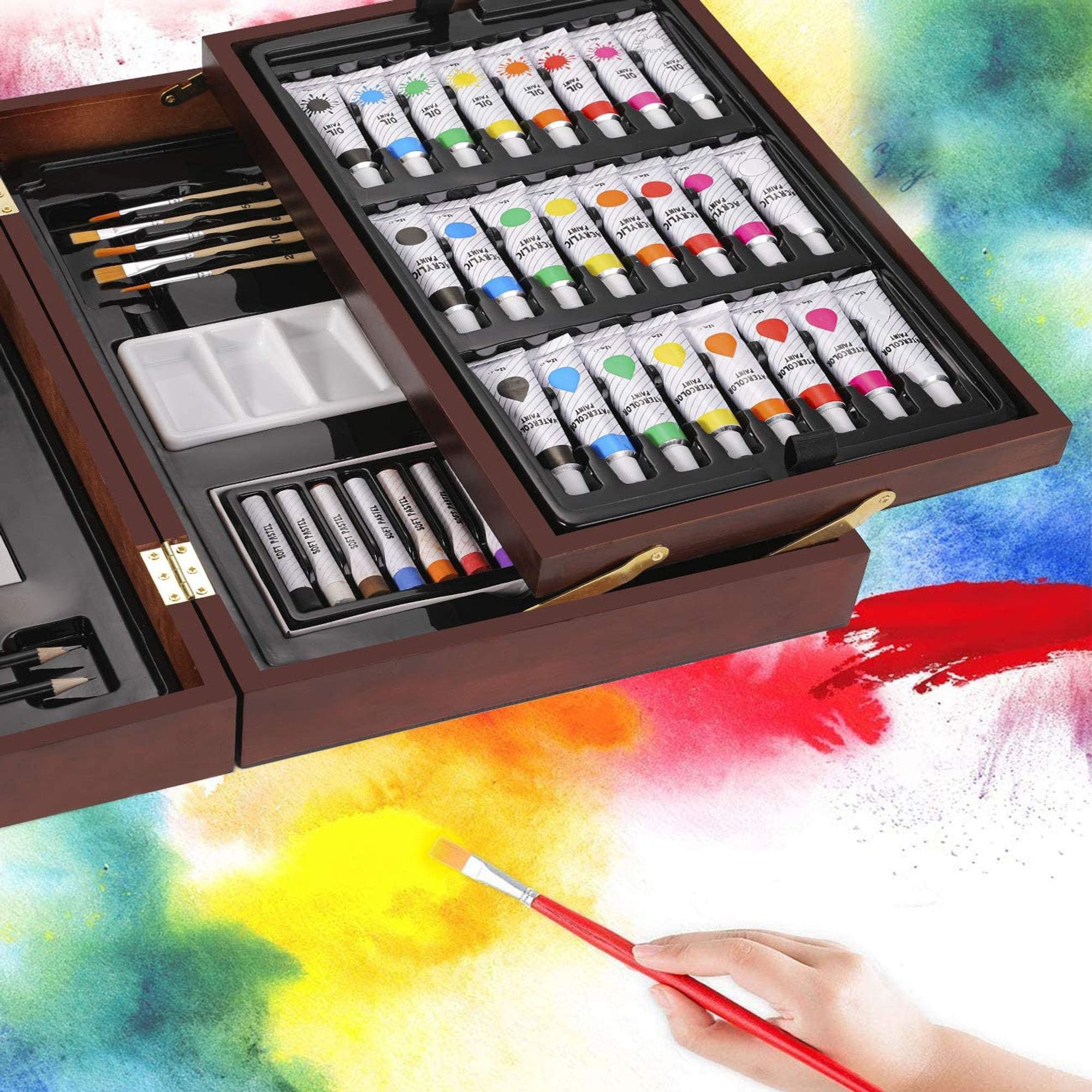 Wooden color box Art Paint Set Multi Medium colors Set A | Etsy