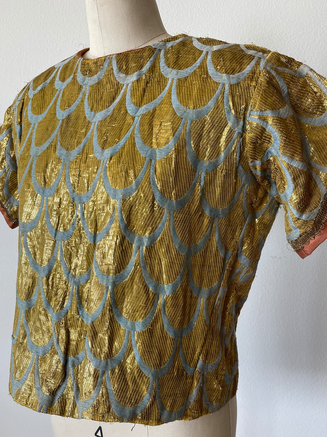 Antique Gold Threaded Mermaid Fishscale Costume Top - Etsy