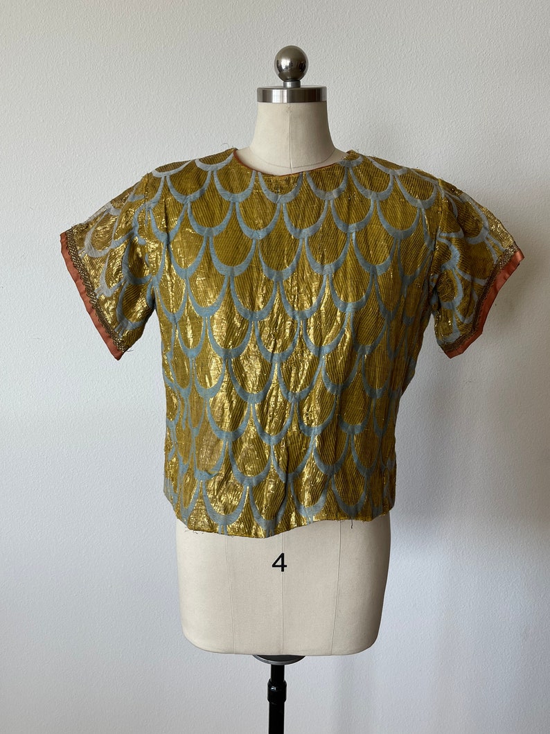 Antique Gold Threaded Mermaid Fishscale Costume Top - Etsy