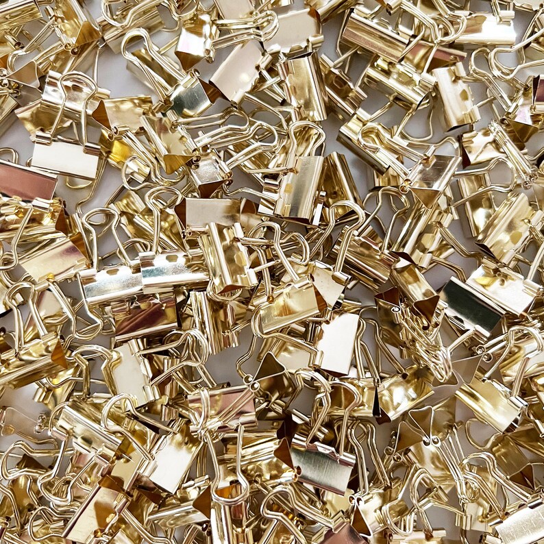 Mini Binder Clips, Gold Color, Width: 5/8INCH (15mm), Golden Metal ...