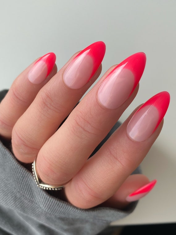 Neon Pink French Manicure