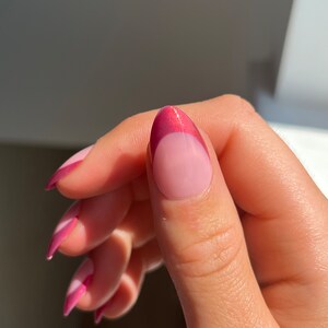 Raspberry Chrome French Custom Press on Nails | Autumn Almond Short ...