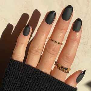 Matte Black With Shiny Tips Custom Press on Nails - Etsy
