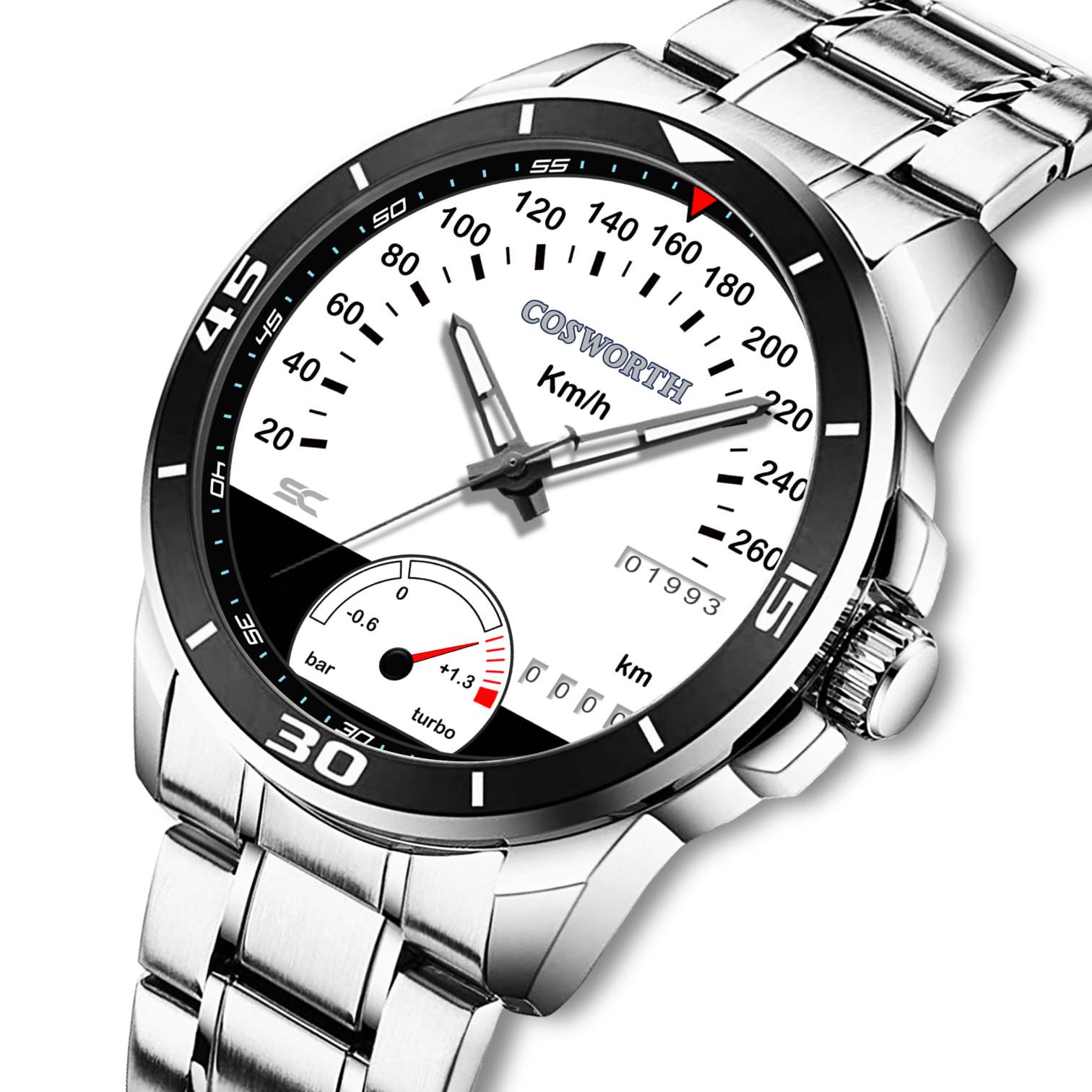 Ford Escort RS Cosworth Sierra Sports Car Tachometer Wristwatch Silver ...