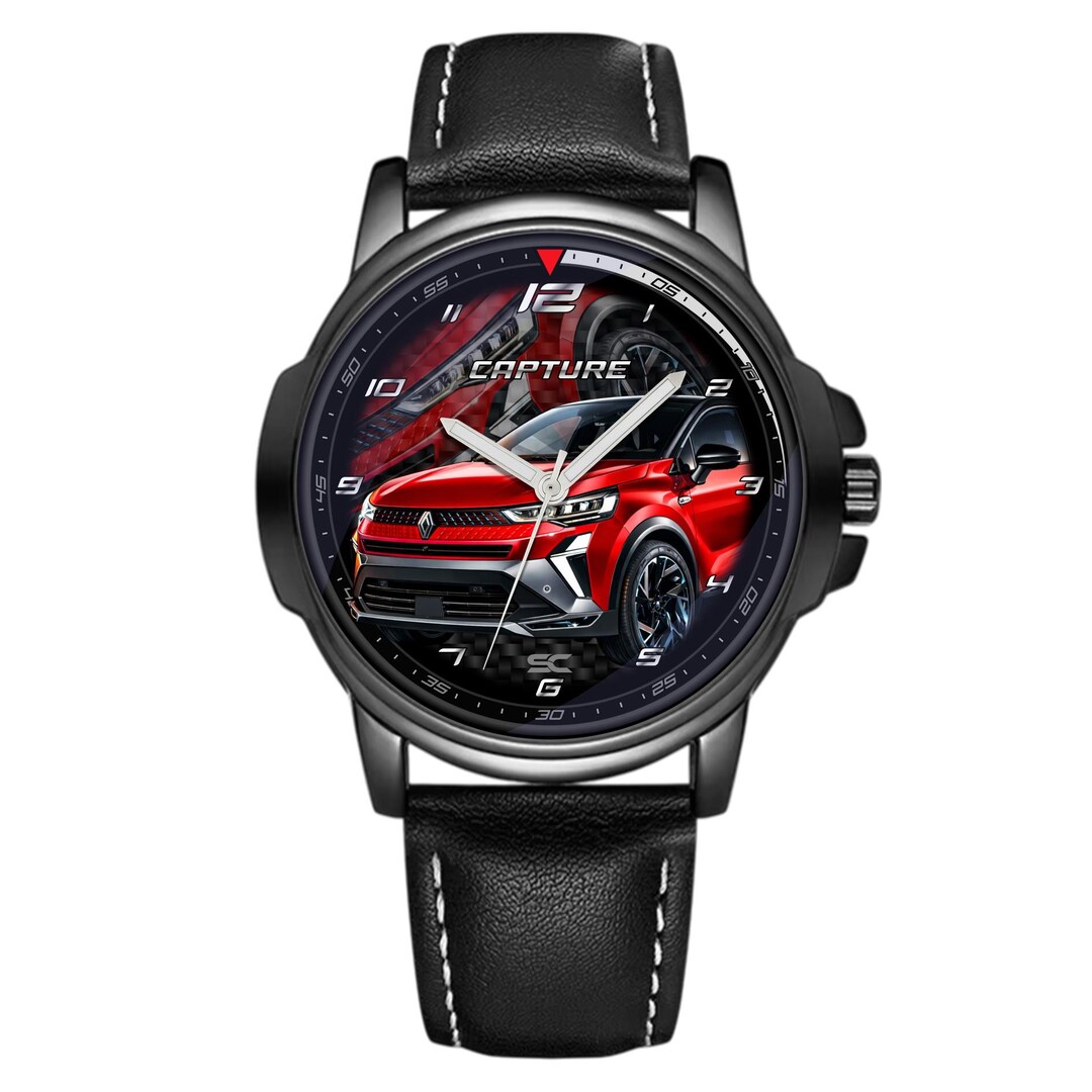 Renault Capture Fan Art Black Wristwatch With Steel Case and Leather ...