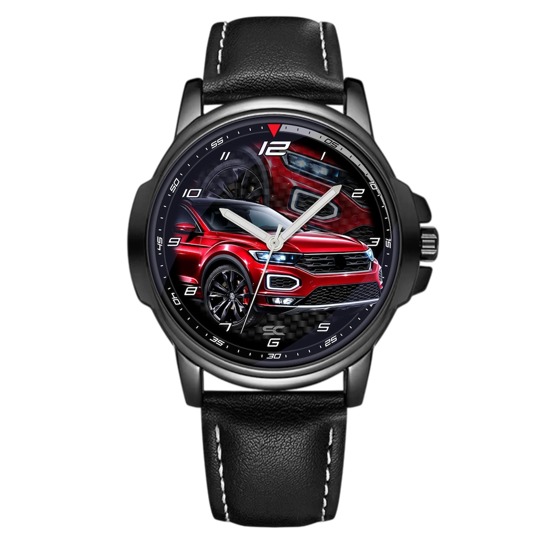 Black Fan Art T-roc Wristwatch With Steel Case and Leather Strap Tuning ...