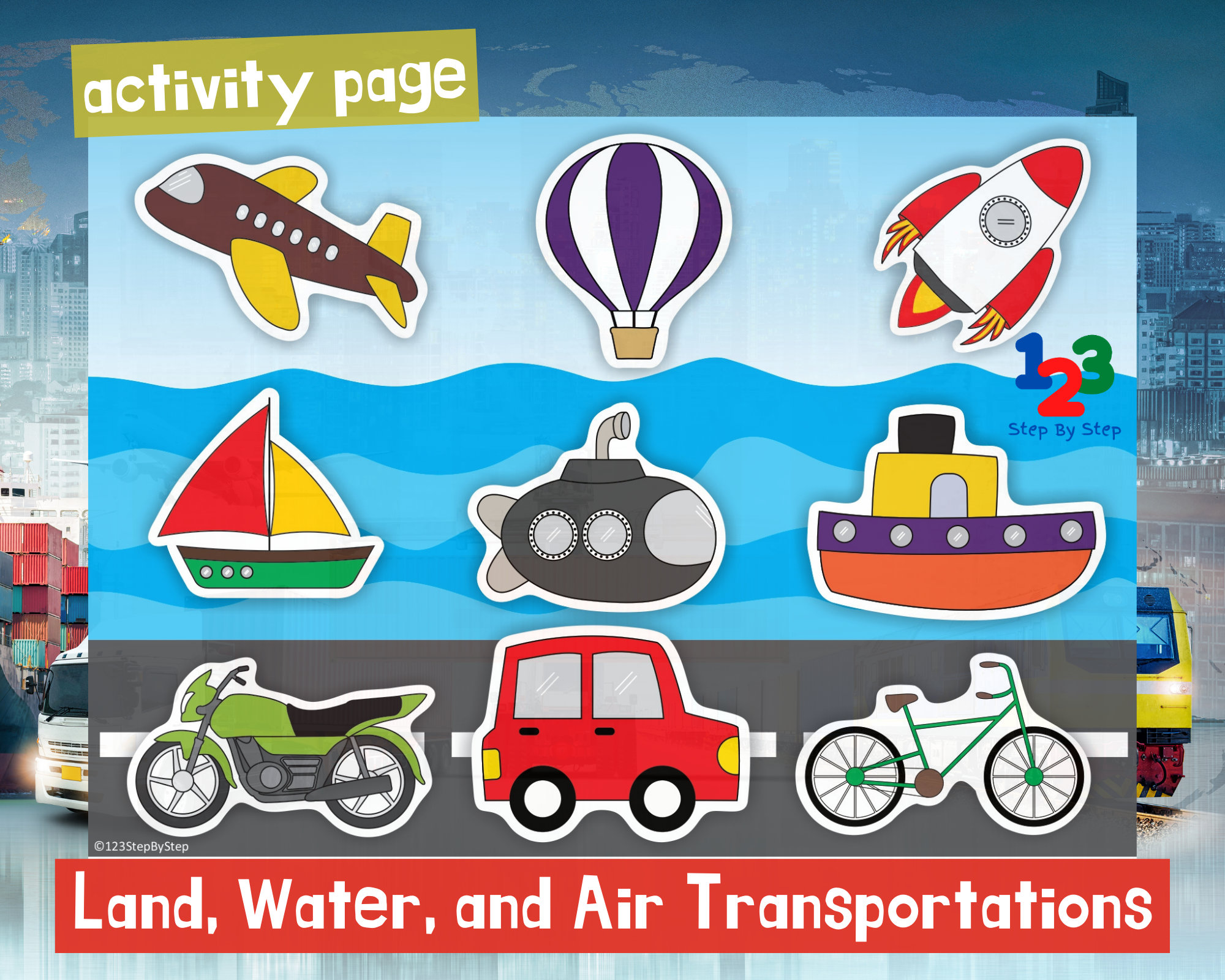 Land Water and Air Transportations Activity Page | Etsy