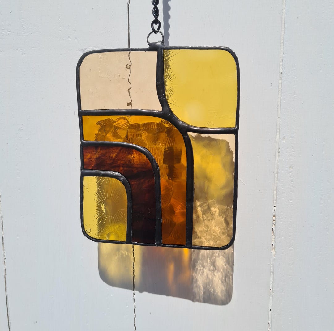 Seventies Style Stained Glass Suncatcher, Seventies, 70s, Wall Hanging ...