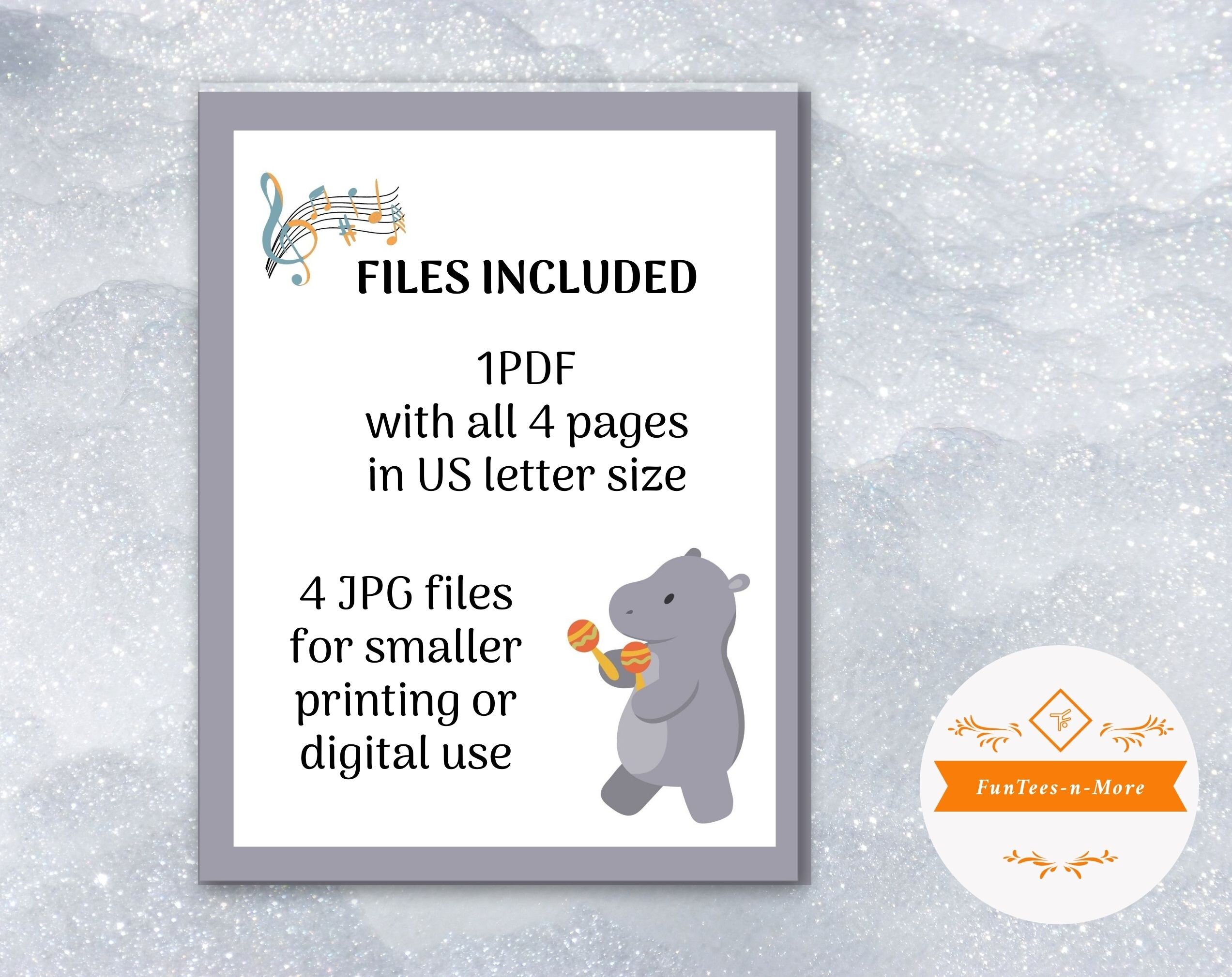 Boogie Hippo US A4 Letter PDF, Instant Download Stationary Pack ...