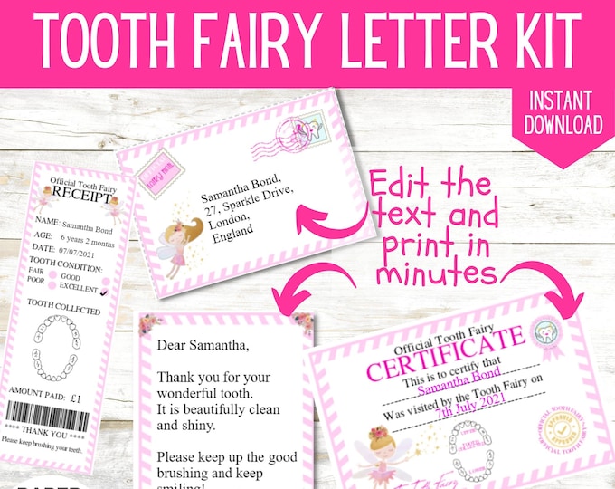 Tooth Fairy Letter INSTANT EDITABLE Personalized Tooth Fairy - Etsy