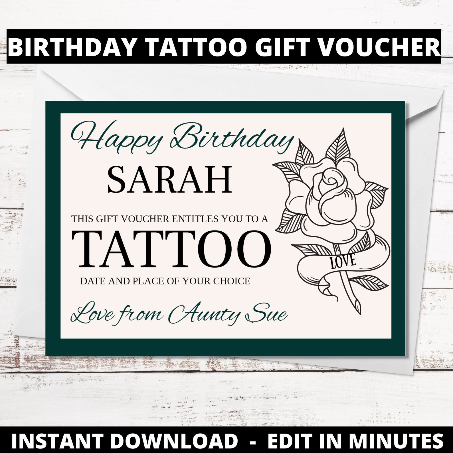 Tattoo Gift Voucher Template for Her : Get Inked Tattoo Voucher ...