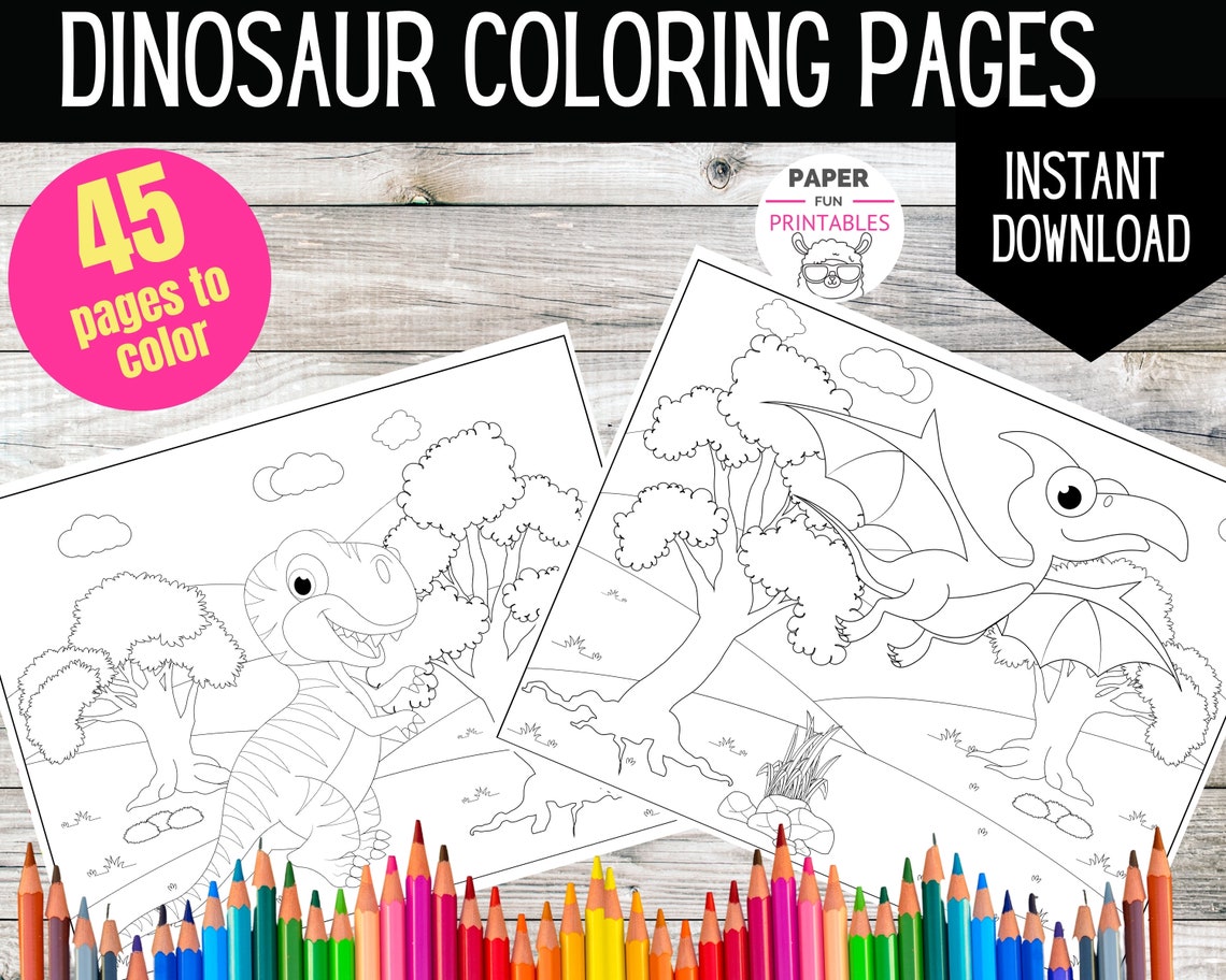Dinosaur Coloring Book : Dinosaur Coloring Pages 45 | Etsy