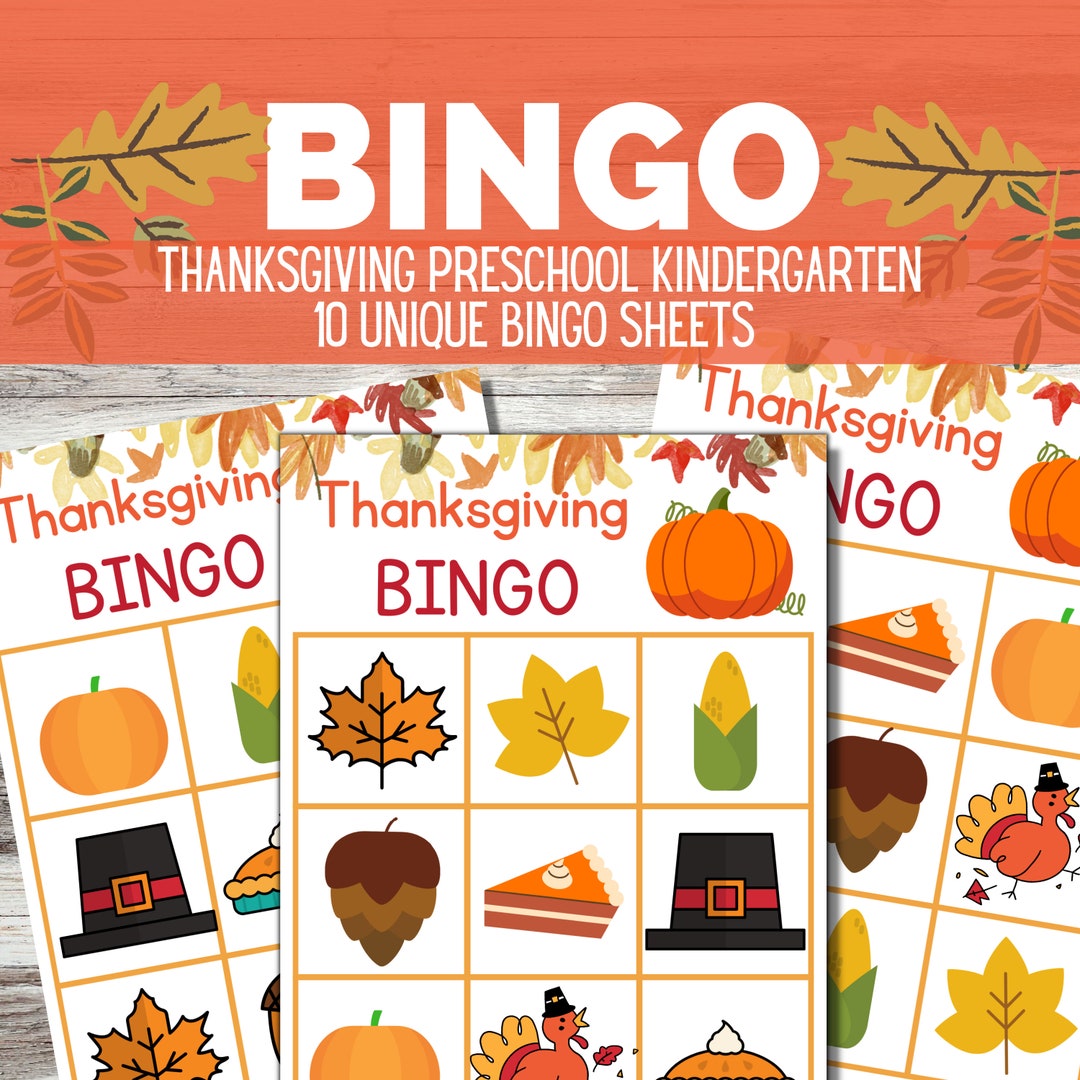 Thanksgiving Bingo | Preschool Kindergarten Thanksgiving Games DIGITAL ...
