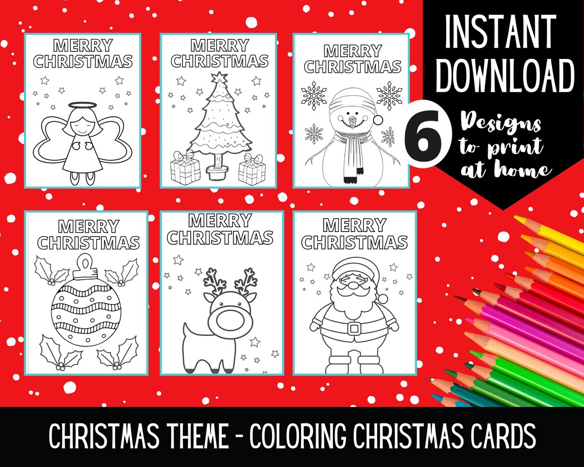 PRINTABLE Colouring Christmas Cards | DIGITAL DOWNLOAD | Christmas ...