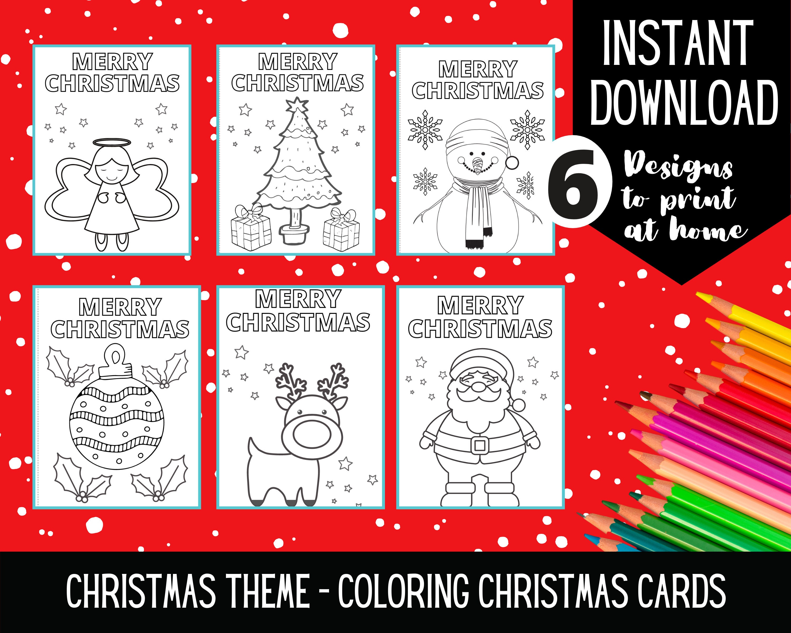PRINTABLE Colouring Christmas Cards DIGITAL DOWNLOAD | Etsy