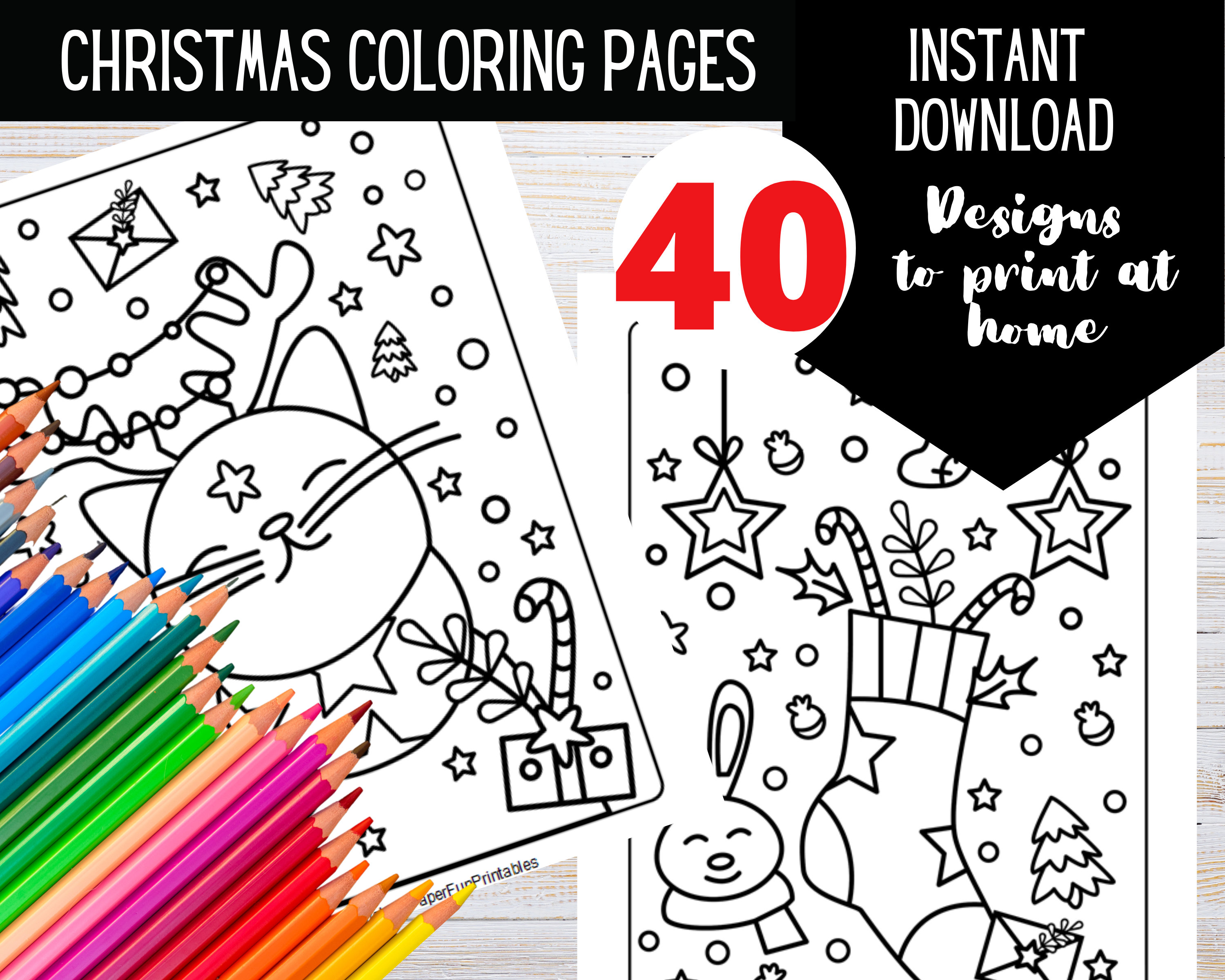 PRINTABLE Christmas Coloring Sheets. 40 Pages Value Pack DIGITAL ...