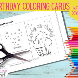 BIRTHDAY Coloring Card | Color Your Own DIY Happy Birthday Card ...