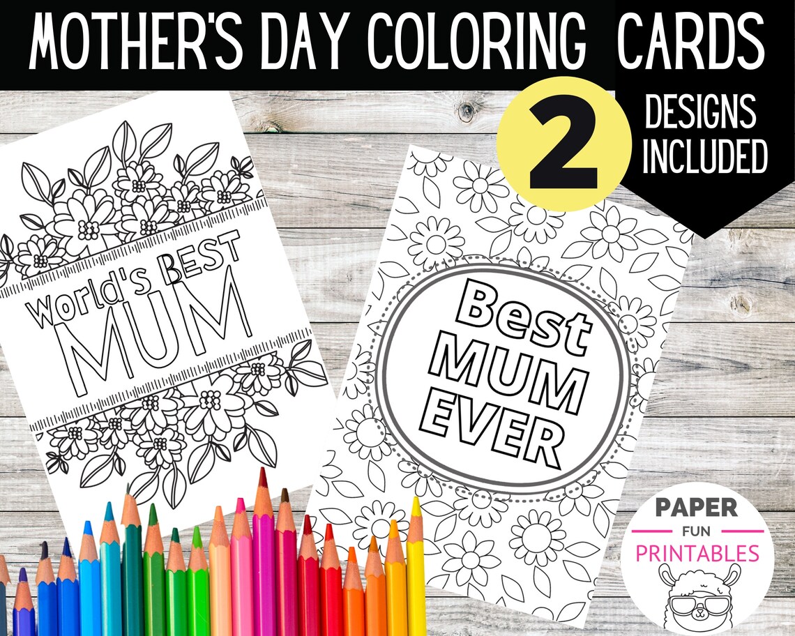 Mothers Day Coloring Card Printable Mothers Day Coloring for | Etsy