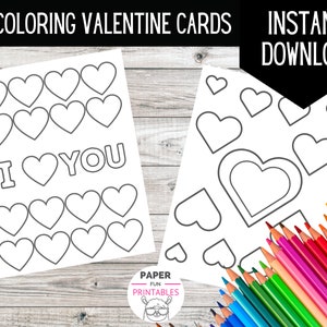 PRINTABLE Kids Valentine Coloring Cards | Color Your Own Valentine Card ...