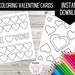 PRINTABLE Kids Valentine Coloring Cards | Color Your Own Valentine Card ...