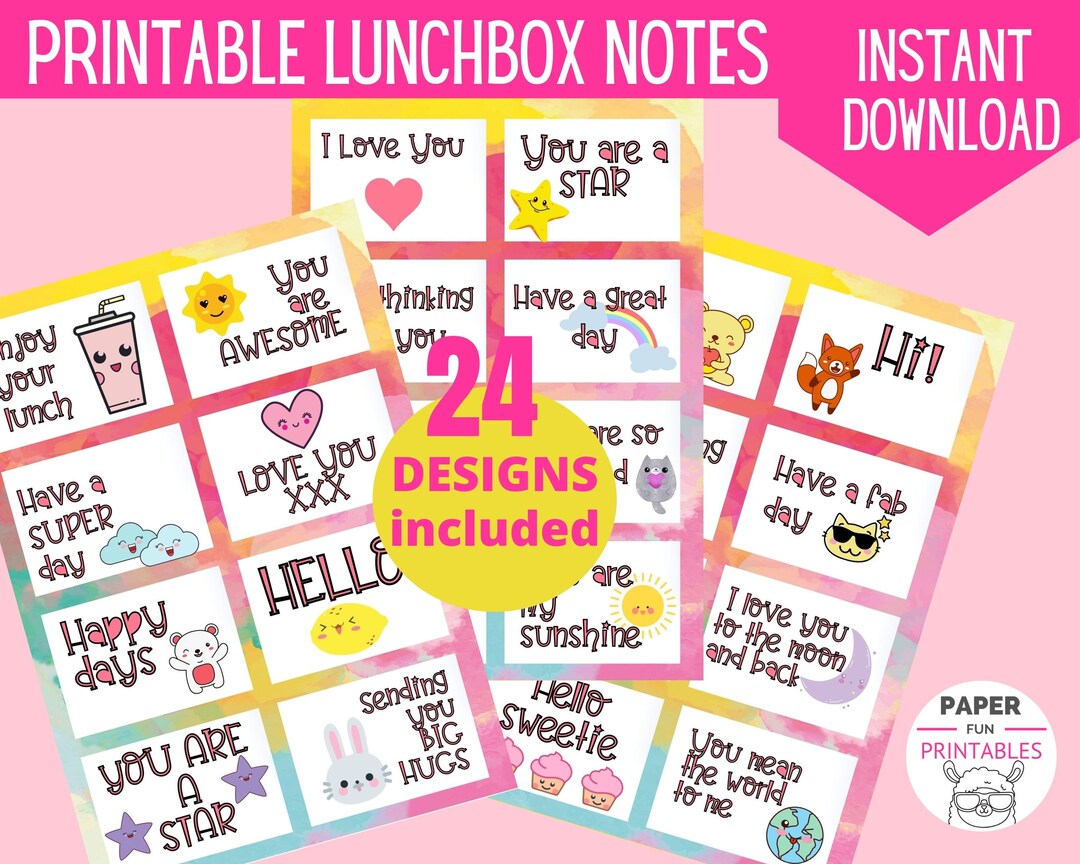 PRINTABLE Lunch Box Cards | Back to School Lunch Notes for Kids ...