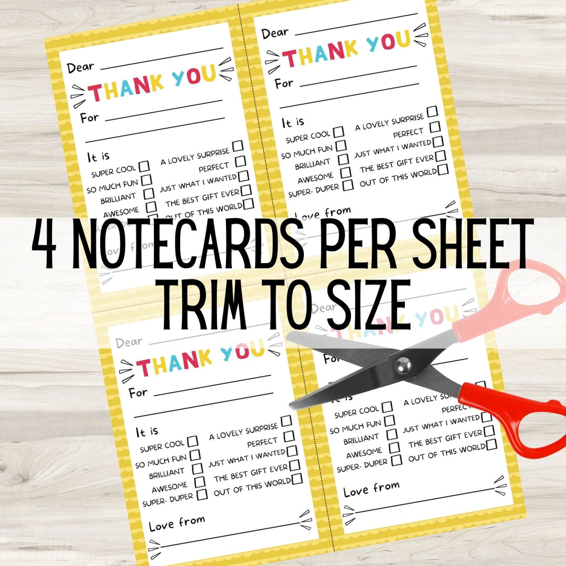 PRINTABLE Thank You Cards for Kids Fill in the Blanks Thank | Etsy