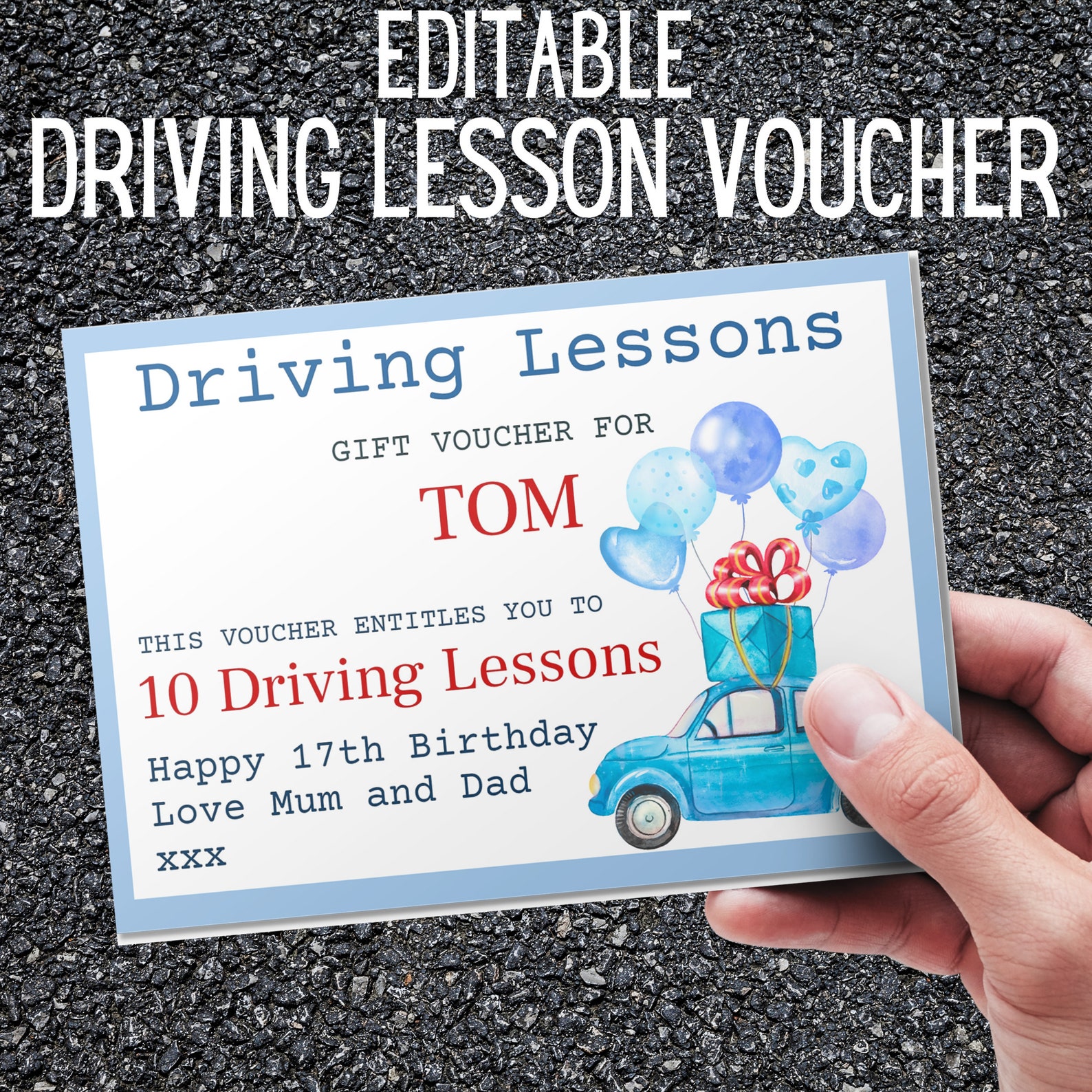 Driving Lesson Gift Voucher Template. Driving Lessons Gift Card ...
