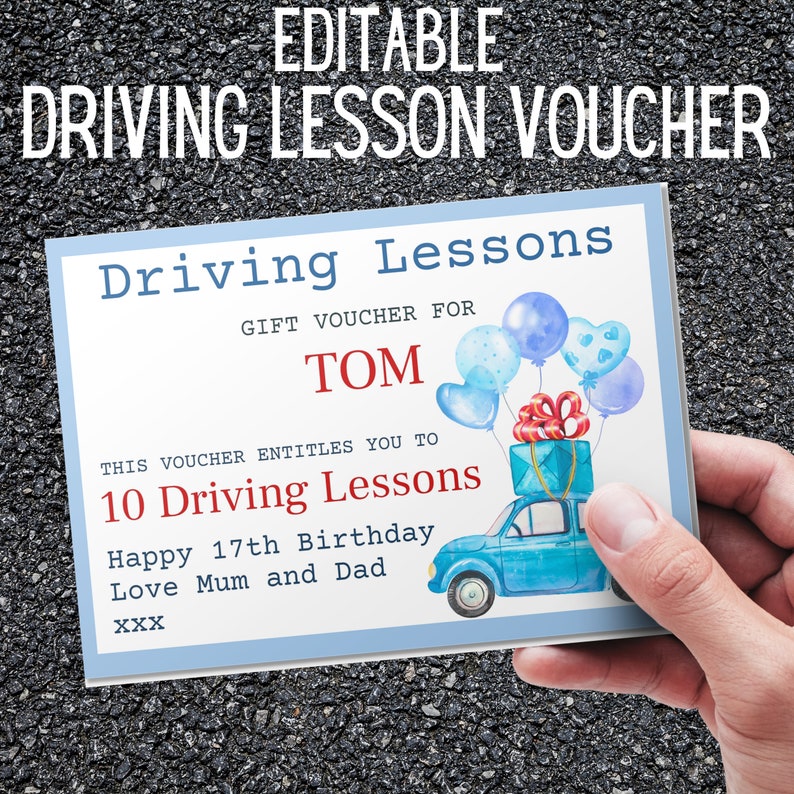 Driving Lesson Gift Voucher Template. Driving Lessons Gift Card ...