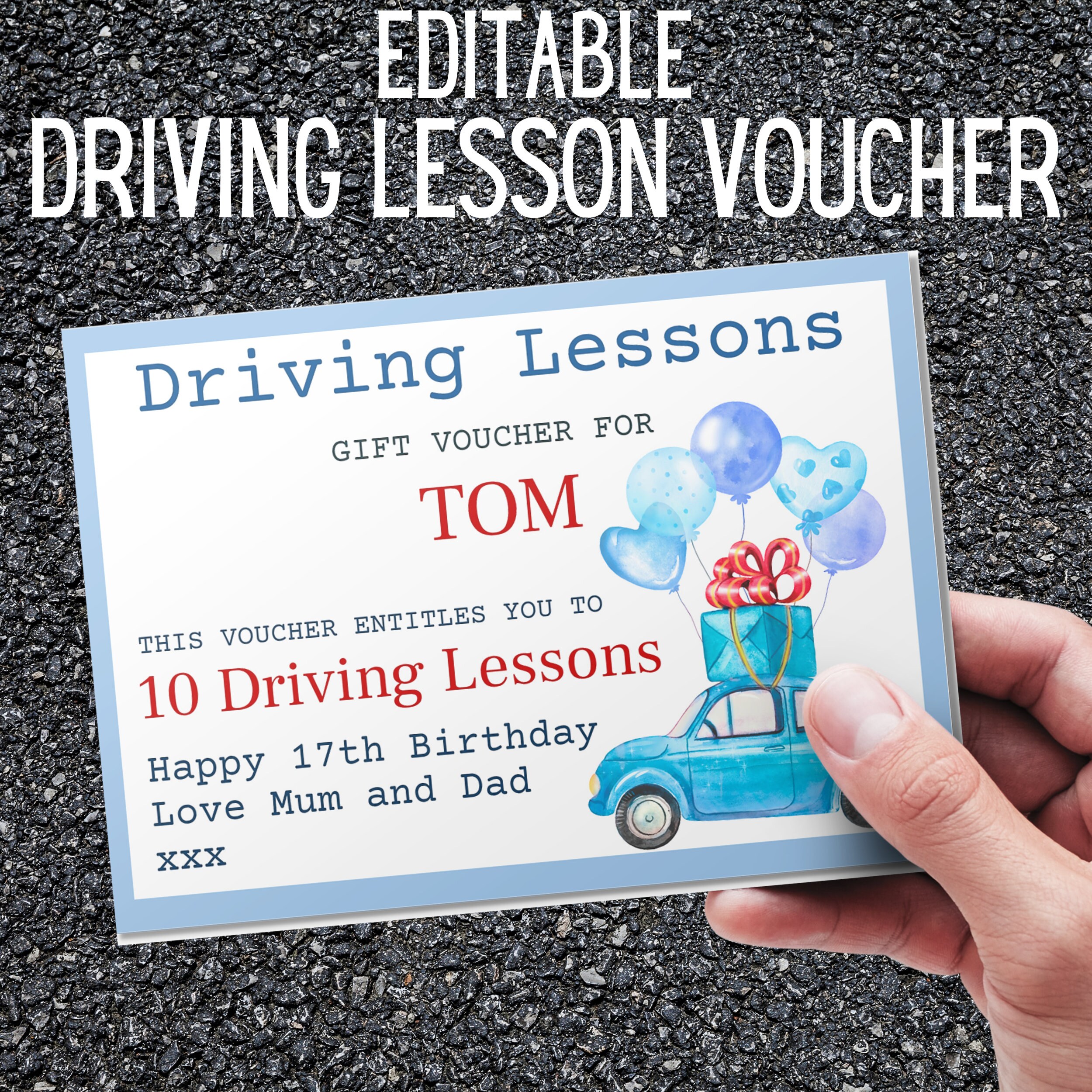Driving Lesson Gift Voucher Template. Driving Lessons Gift Card ...