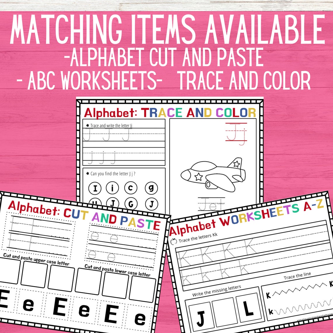 Preschool Worksheet Cut and Paste ABC Worksheets Learn | Etsy