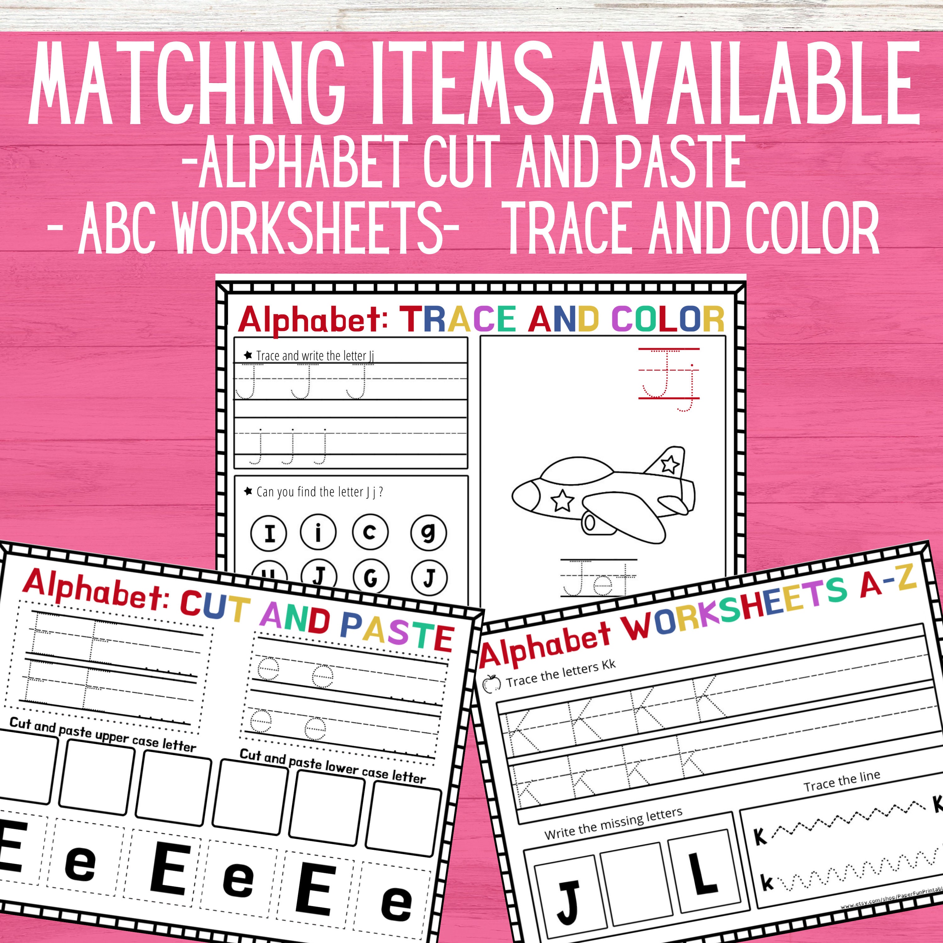 Preschool Worksheet Cut and Paste ABC Worksheets Learn - Etsy