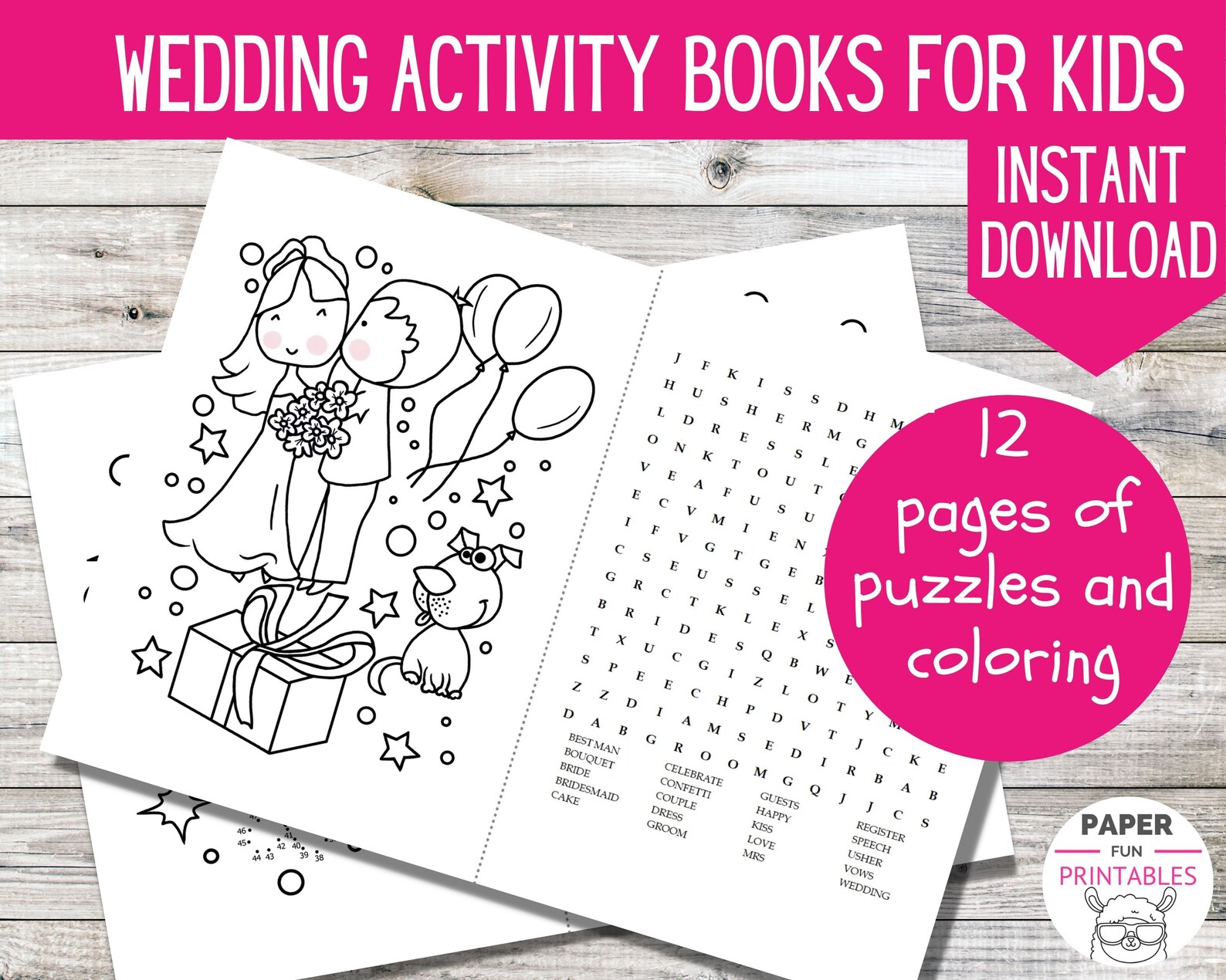 Wedding Activity Book for Kids INSTANT DOWNLOAD | Etsy