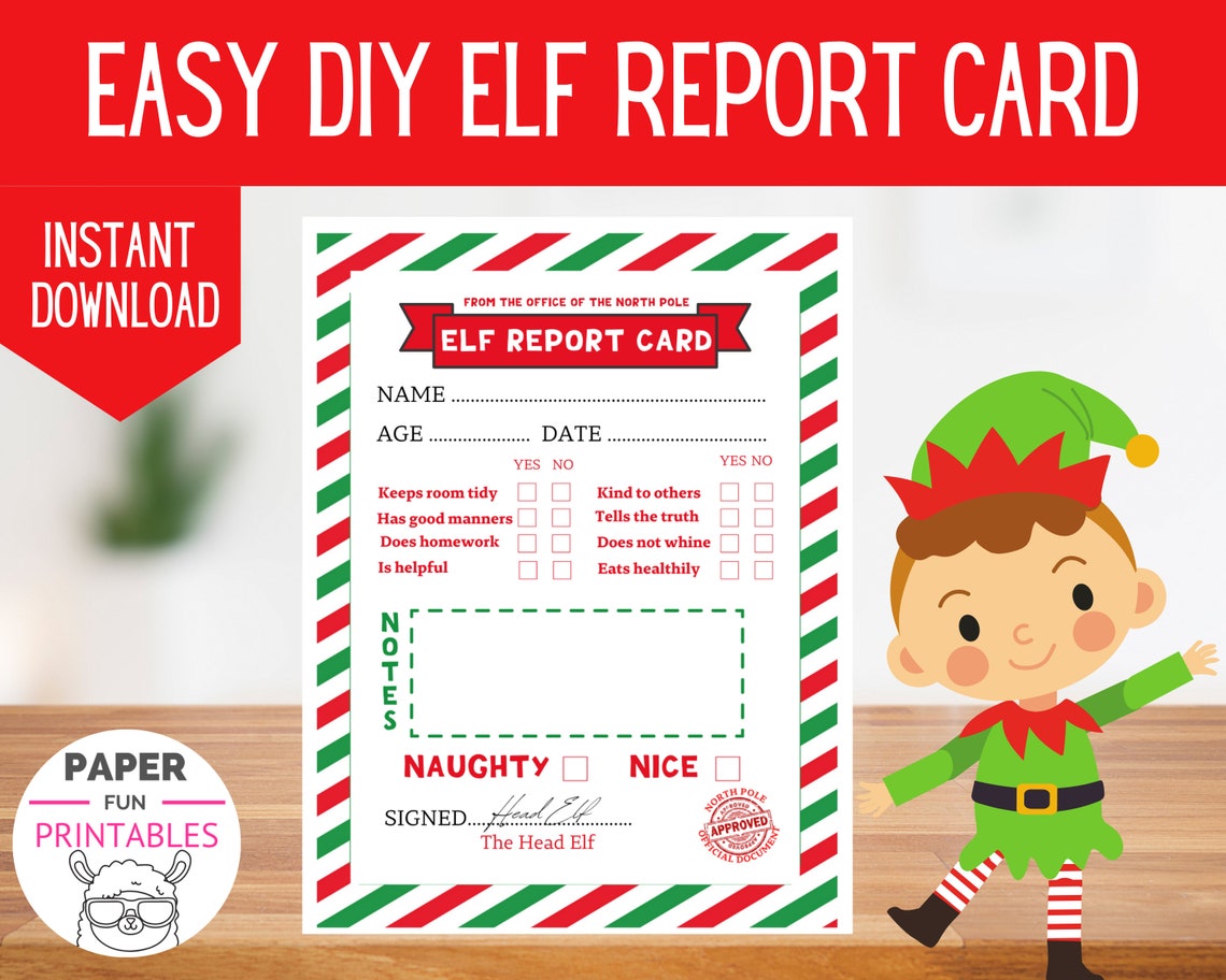 Elf Report Nice List Printable Elf Report Editable Elf - Etsy