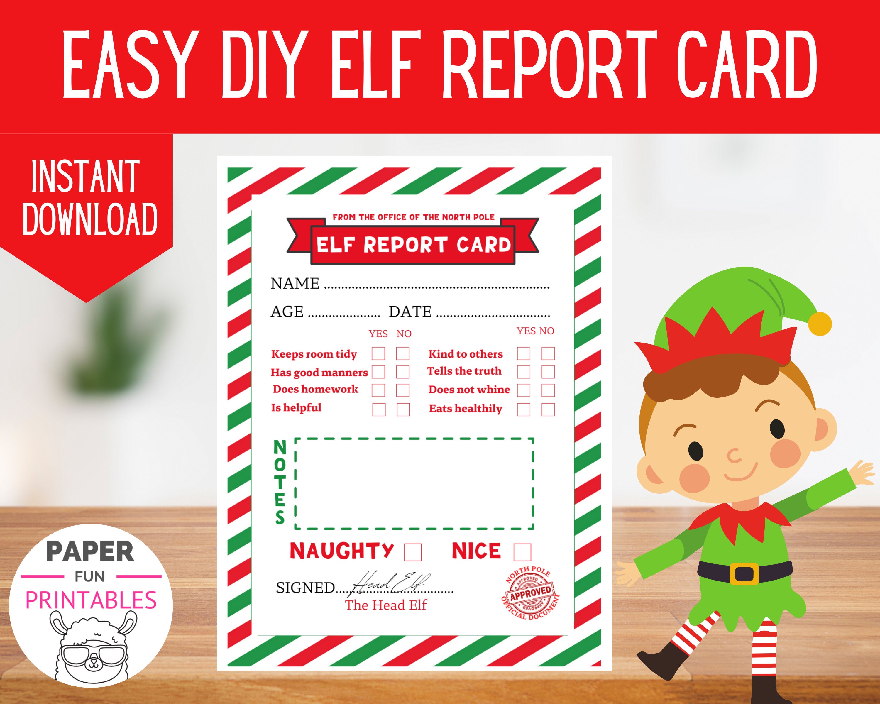 Elf Report Nice List Printable Elf Report Editable Elf - Etsy