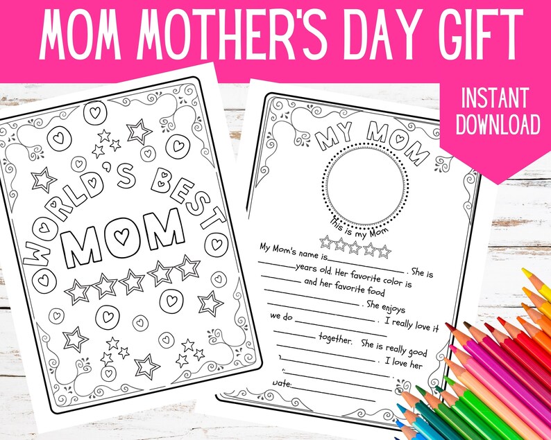 Mother's Day Printable, Mom Printable Coloring, All About My Mom, DIY ...