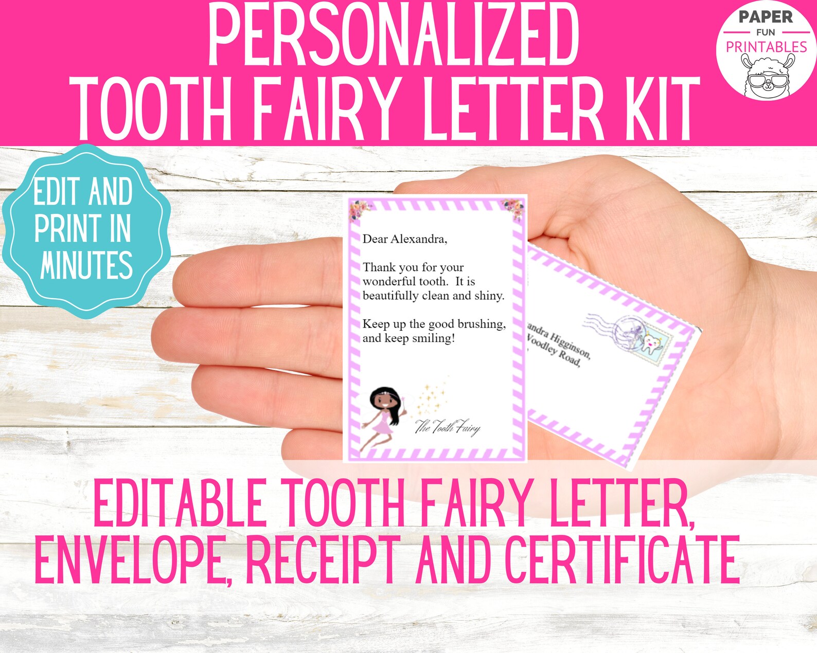 Tooth Fairy Letter| INSTANT EDITABLE Black Tooth Fairy Kit With Afro ...