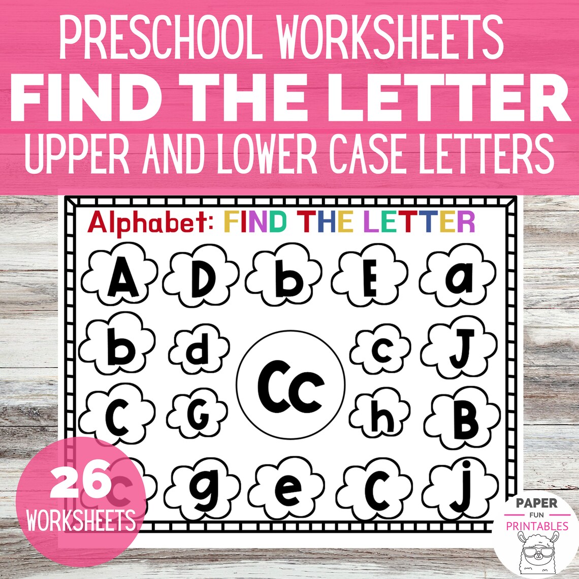 Preschool Worksheet Find the Letter ABC Worksheets Learn - Etsy