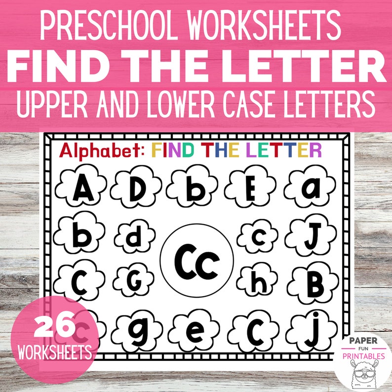 Preschool Worksheet Find the Letter ABC Worksheets Learn Upper Case and ...