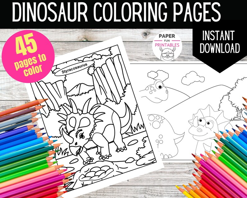 Dinosaur Coloring Book : Dinosaur Coloring Pages 45 | Etsy
