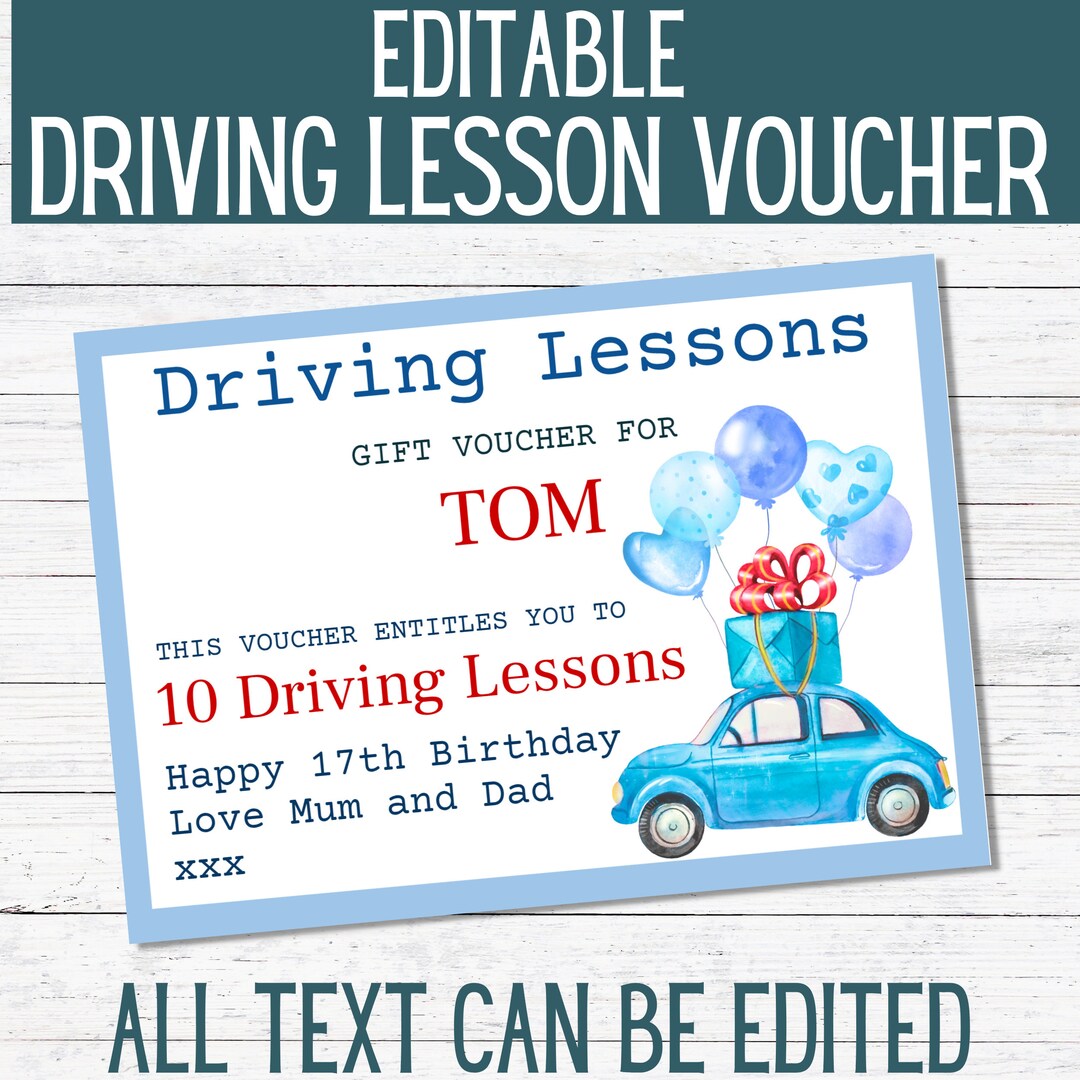 Driving Lesson Gift Voucher Template. Driving Lessons Gift Card ...