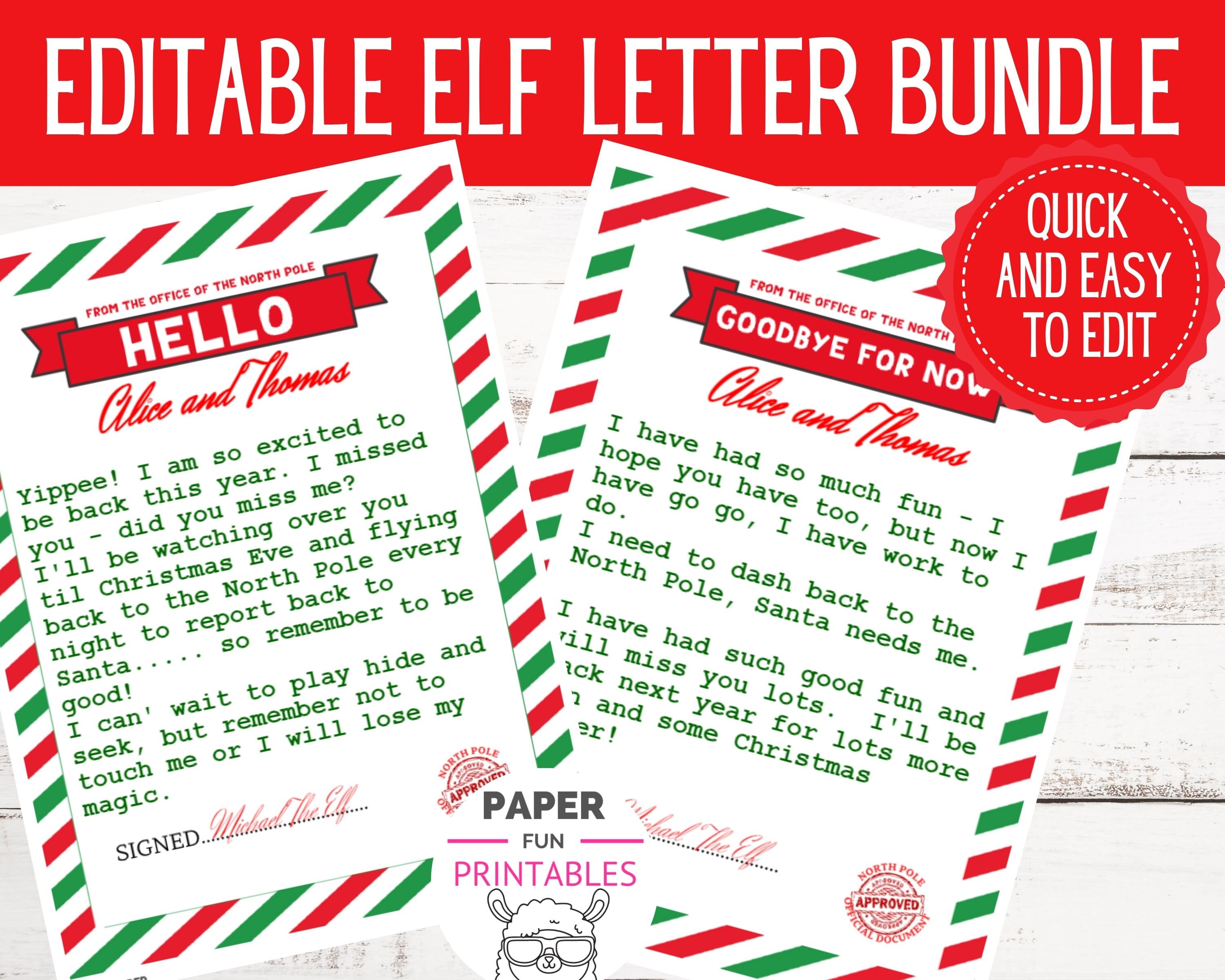 Elf Letter Bundle Elf Arrival Letter Elf Goodbye Letter and - Etsy