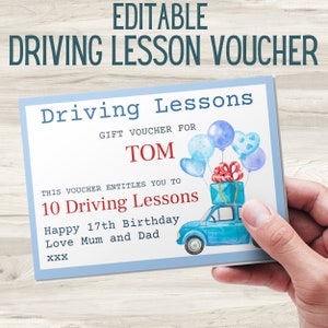 Driving Lesson Gift Voucher Template. Driving Lessons Gift Card ...
