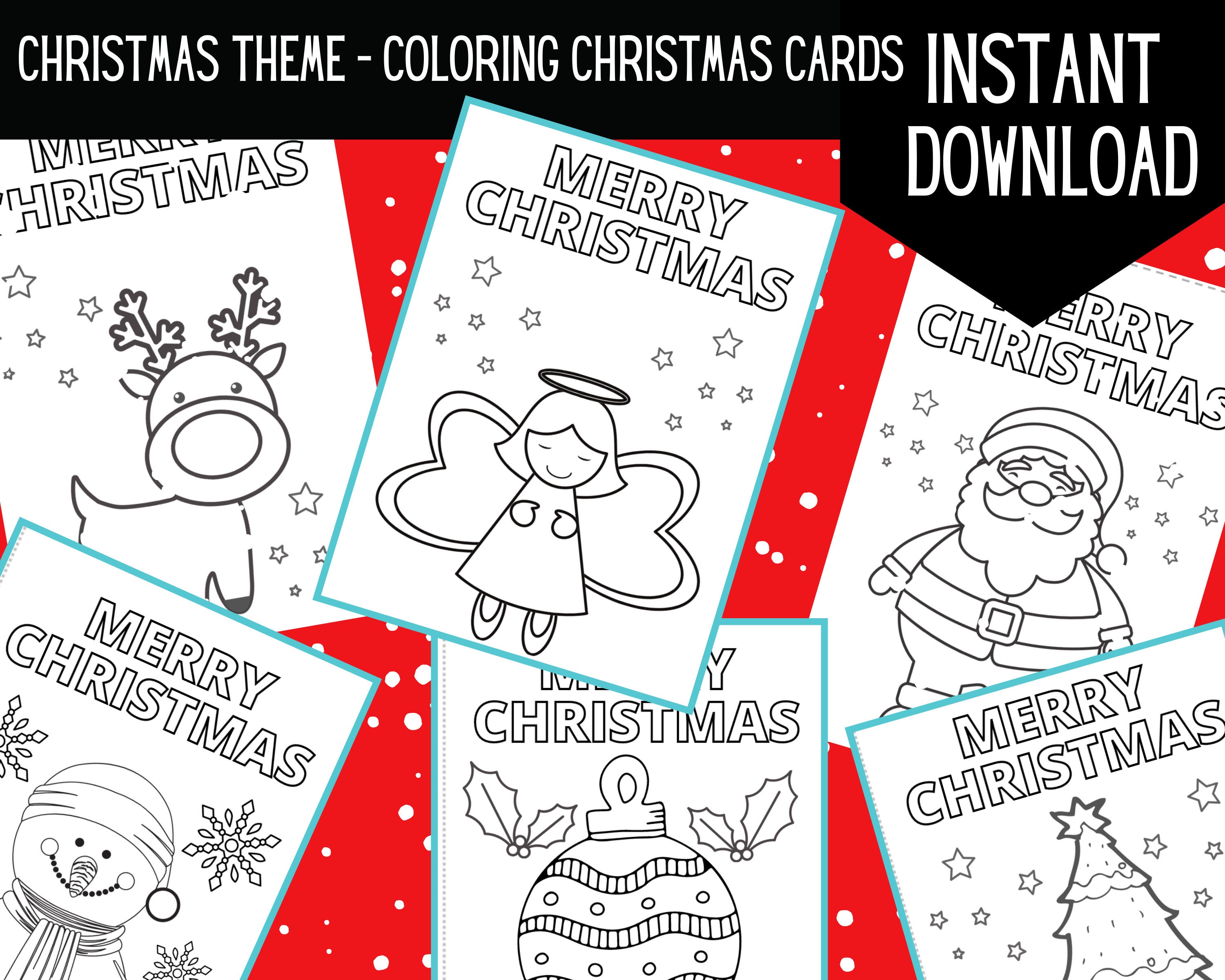 PRINTABLE Colouring Christmas Cards DIGITAL DOWNLOAD | Etsy