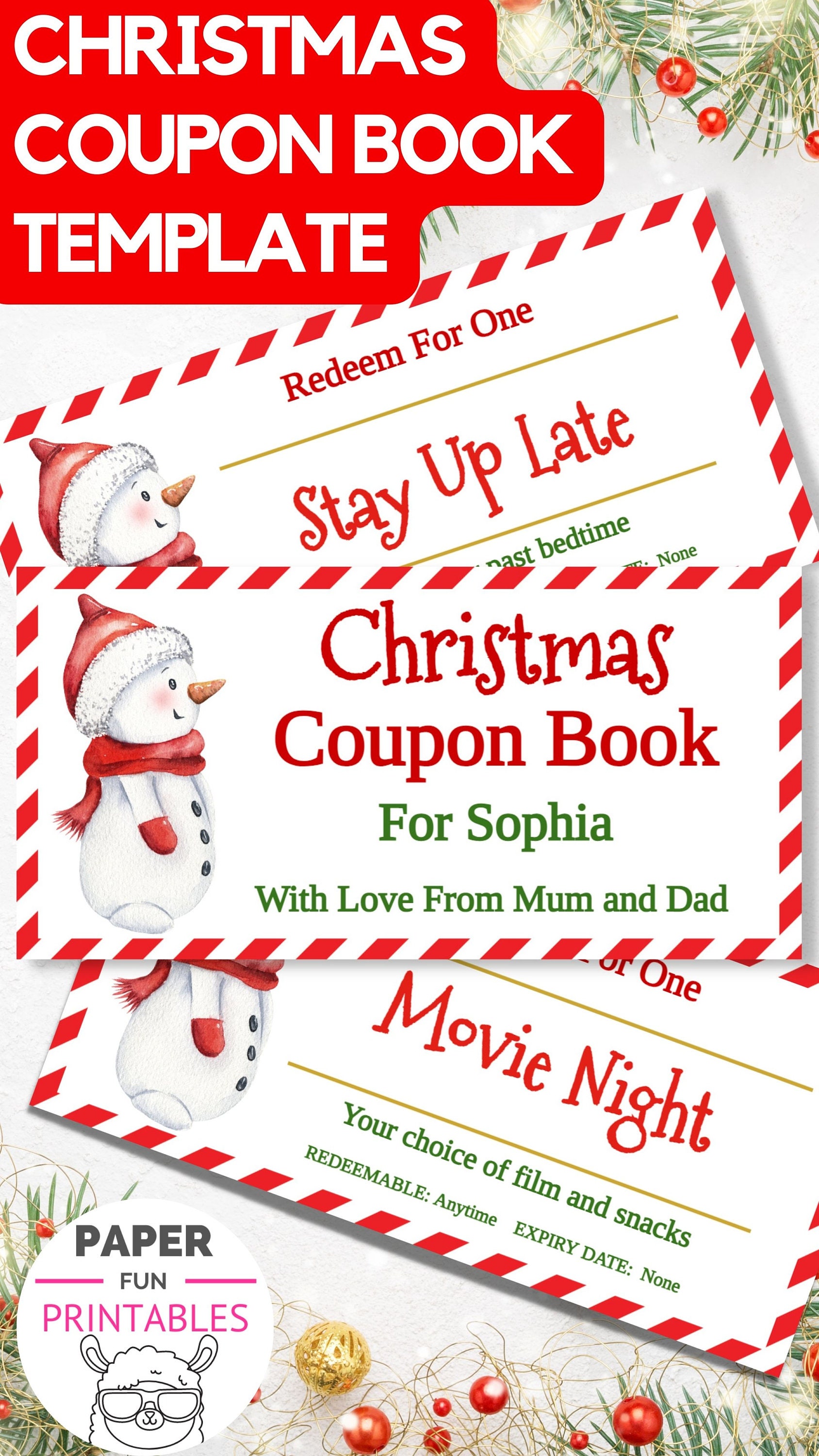 Christmas Coupon Book for Kids : Kids Christmas Coupons. Editable ...