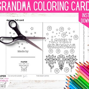 Printable Coloring Card for Grandma. Color Your Own Grandma Card for ...