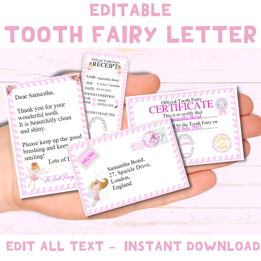 Tooth Fairy Letter. Editable Tooth Fairy Template. Instant Download ...