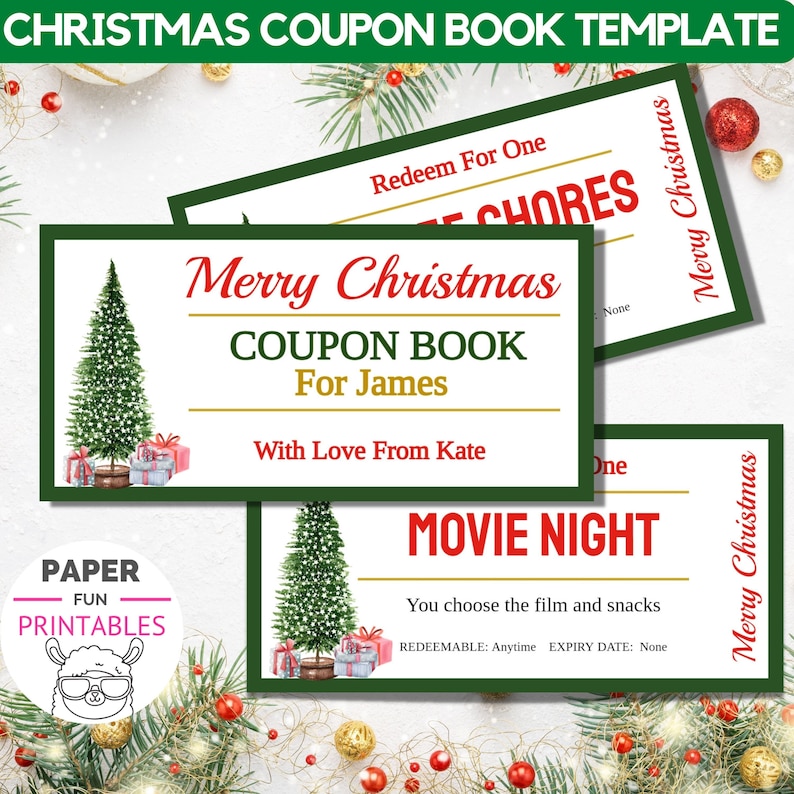 Christmas Coupon Book Template : Editable Coupons , Custom Coupons ...