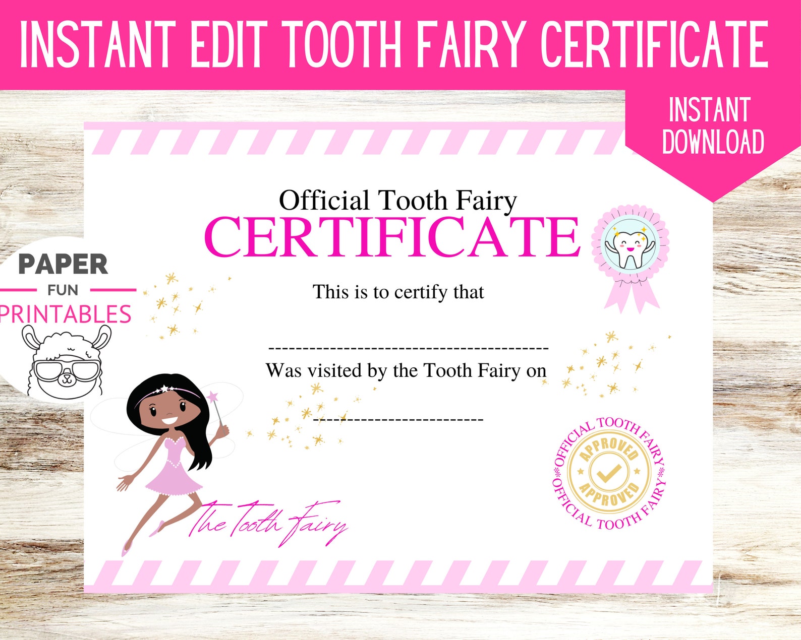 Lost Tooth Certificate Black Tooth Fairy Custom Tooth Fairy - Etsy