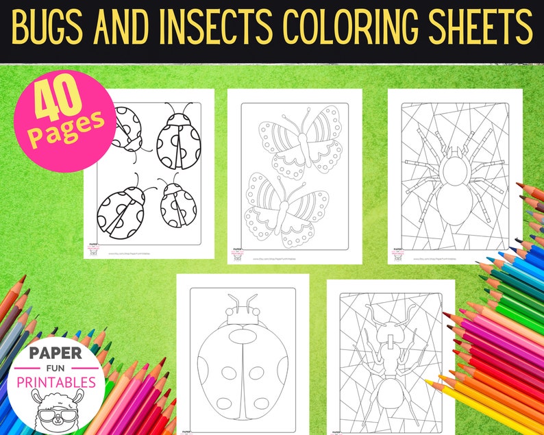 Bugs and Insects Coloring Pages : 40 Printable Minibeast | Etsy