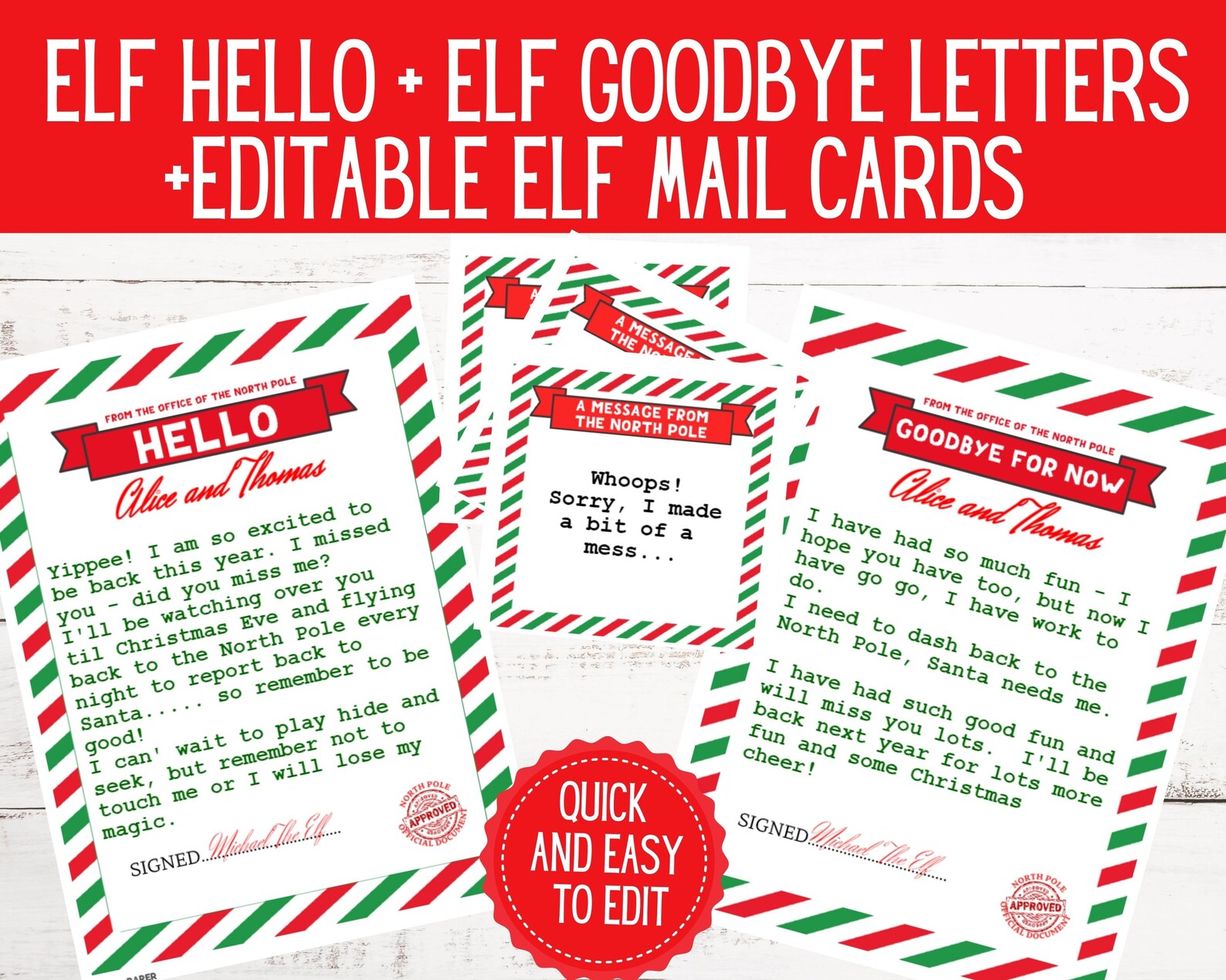 Elf Letter Bundle- Elf Arrival Letter, Elf Goodbye Letter and Editable ...